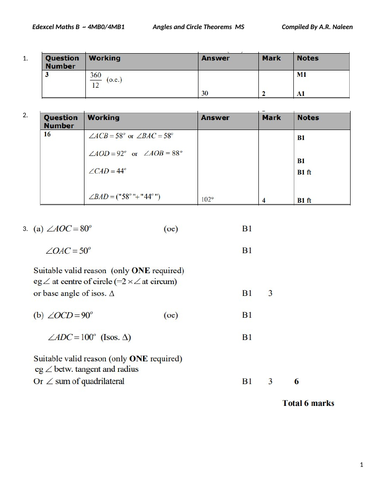 Angles and Circle Theorems Resource for IGCSE Edexcel Mathematics ...