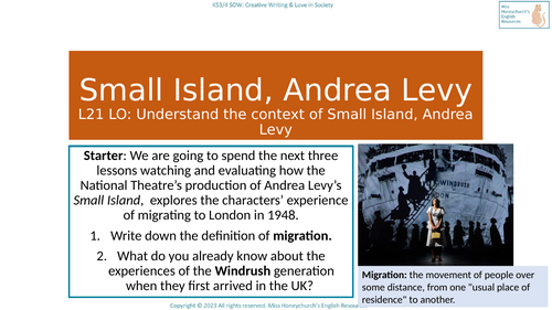 National Theatre Small Island - Black History Month, Windrush GCSE KS3 ...