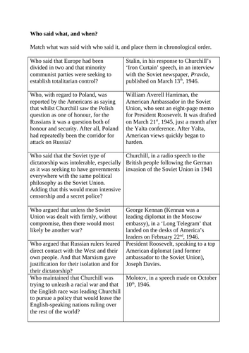 (I)GCSE - Explaining the Origins of the Cold War | Teaching Resources