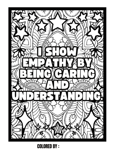 Empathy Counseling Activities, Affirmation Message, SEL Coloring For ...