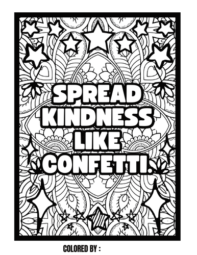 Bullying Prevention Activity Fifth Grade Coloring Decorations Saying ...