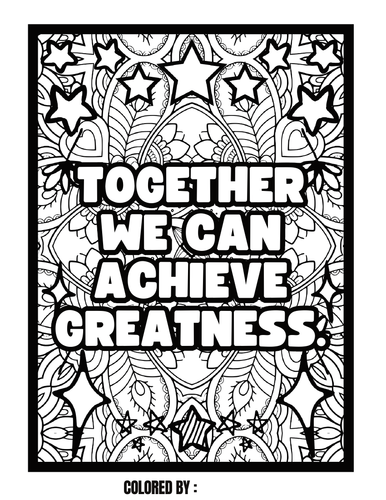 Team Building Activities, Encouraging Sayings Coloring Pages, No Prep ...