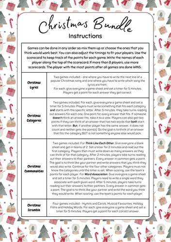 Christmas End of Term Games/Activities | Teaching Resources