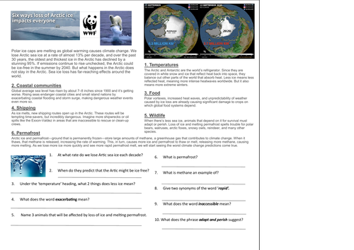 Effects of ice melting reading comprehension | Teaching Resources