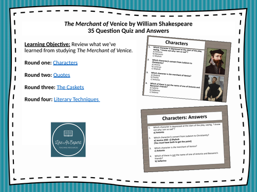 The Merchant of Venice: 35 Question Quiz with Answers | Teaching Resources