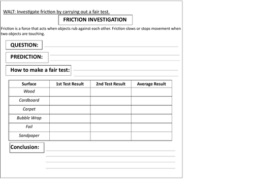 Friction investigation | Teaching Resources