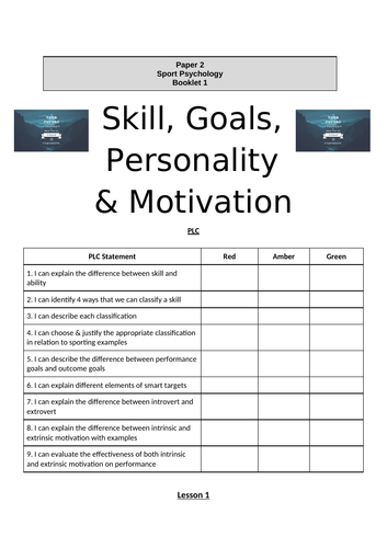 AQA GCSE PE: Paper 2: Sport Psychology- Classification of Skill, Goals ...