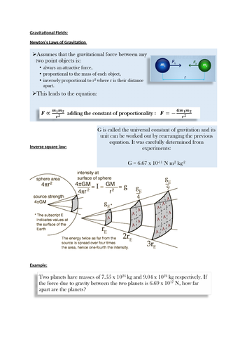 OCR A Physics Gravitational Fields *COMPLETE* | Teaching Resources