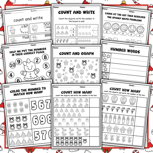 Christmas activities - math count and color worksheets | winter math ...