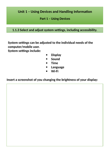 EDSQ - Using Devices - System Settings, Accessibility - Task Booklet E3 & L1 | Teaching Resources