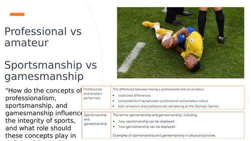 Professional vs amateur, gamesmanship/sportsmanship IGCSE PE Physical ...