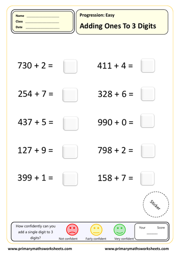 Year 3 Addition Worksheet (Easy) | Teaching Resources