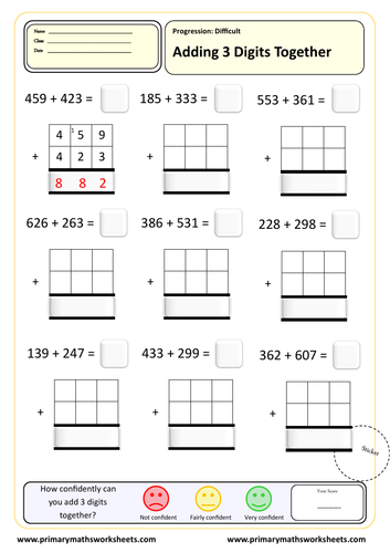 Year 3 Addition Worksheet (Difficult) | Teaching Resources