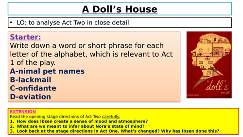 A Doll's House (ADH) - FULL SoW, lessons and exam practice | Teaching ...