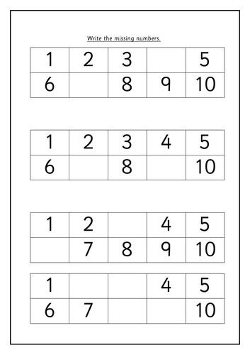 Missing number sheet to 10 | Teaching Resources