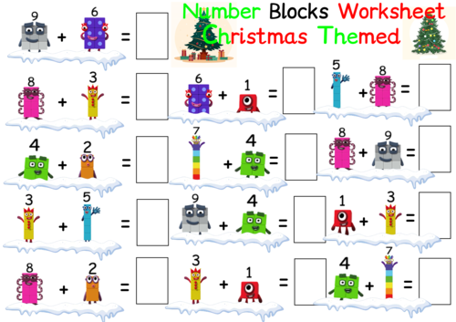 Numberblocks Christmas Themed Addition Worksheet Bundle | Teaching ... Numberblocks Christmas Themed Addition Worksheet Bundle | Teaching ...