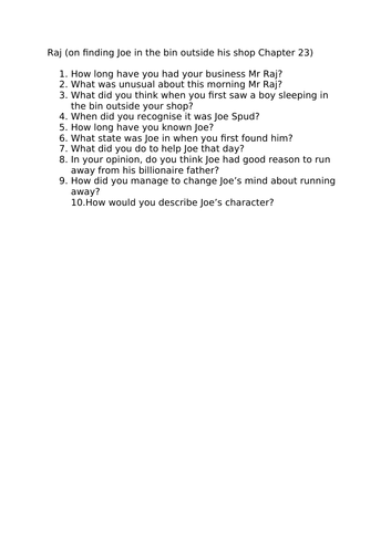 Billionaire Boy comprehension worksheets + creative writing activities ...