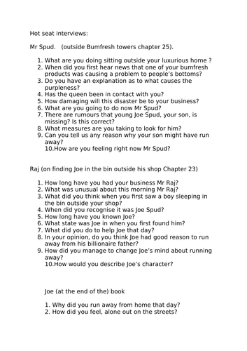 Billionaire Boy comprehension worksheets + creative writing activities ...