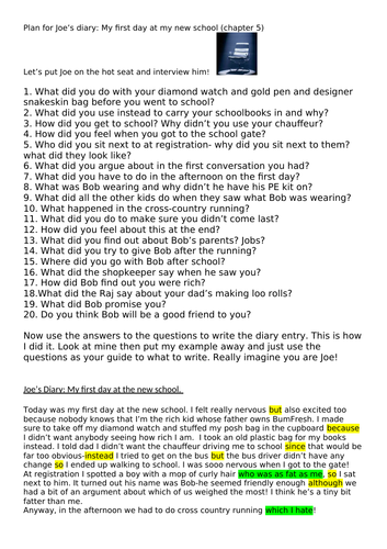 Billionaire Boy comprehension worksheets + creative writing activities ...