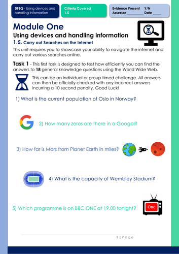 Digital Functional Skills - Module 1 - Using Devices & Handling Information - 1.5 - Searching ...