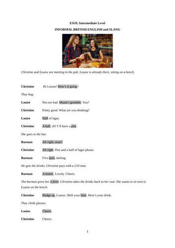 ESOL 80 slang/informal English fun dialogue | Teaching Resources