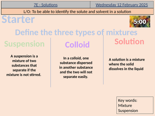 Exploring science 7E - Mixtures and Seperation | Teaching Resources