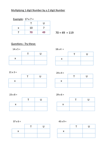 Multiplication 1d by 2d and 1d by 3d (Partitioning Method) | Teaching ...