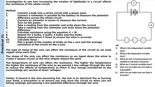 Resistance in a wire Required Practical (RPA) | Teaching Resources