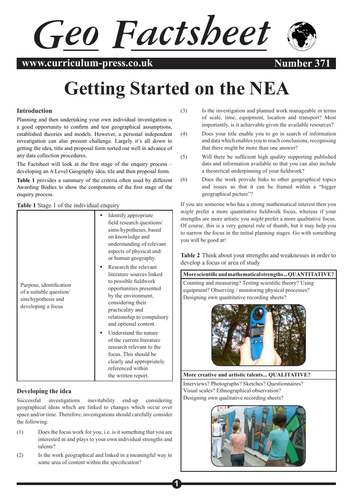 Edexcel A-Level Geography NEA lessons | Teaching Resources Edexcel A-Level Geography NEA lessons | Teaching Resources