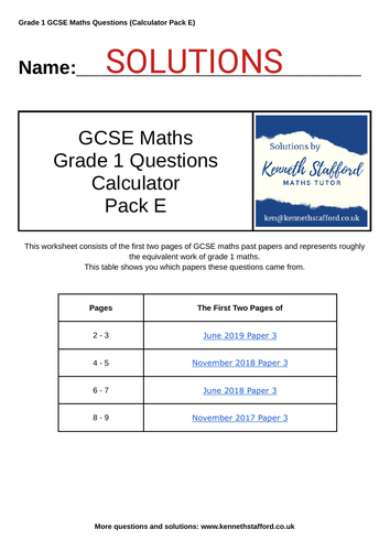 Grade 1 GCSE Maths Questions | Teaching Resources