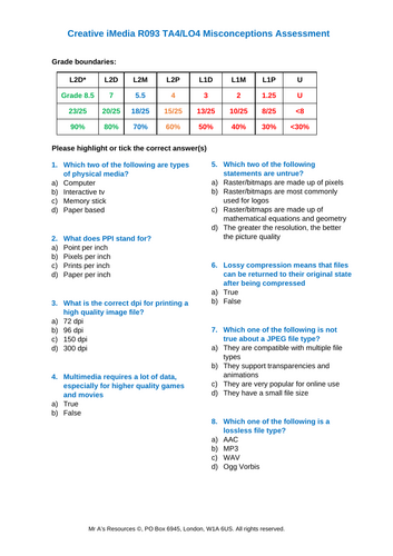 R093 Ta4 Lo4 End Of Unit Misconceptions Assessment Teaching Resources
