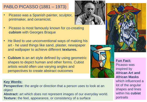 Pablo Picasso worksheet | Teaching Resources