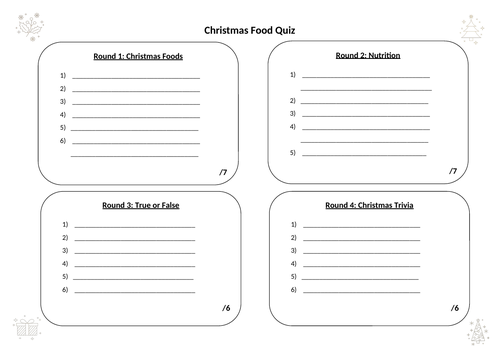 Christmas Food Quiz | Teaching Resources