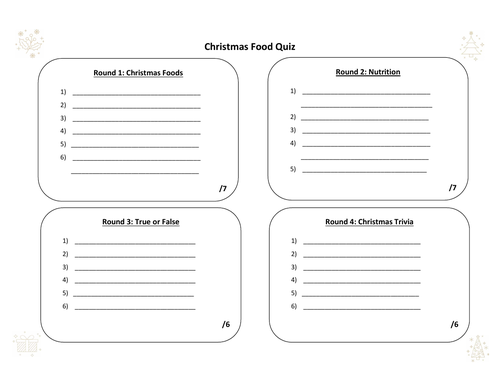 Christmas Food Quiz | Teaching Resources