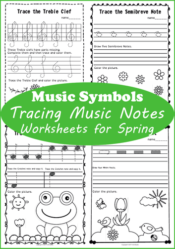 Tracing Music Notes & Symbols Worksheets for Spring | British ...