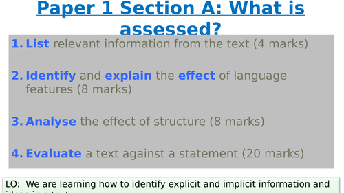 GCSE AQA English Language Paper 1 Practice Using an extract based on ...