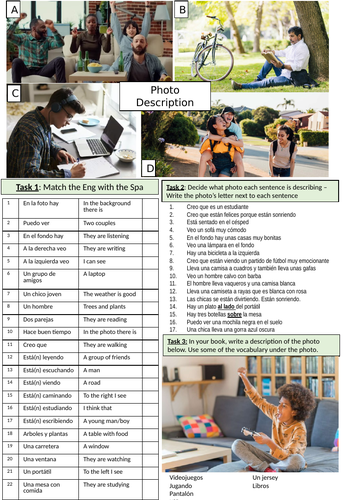 Spanish Photo Description Practice | Teaching Resources