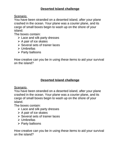 Desert Island Game | Teaching Resources