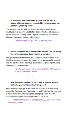 KEATS - WORKBOOK-When I Have Fears That I May Cease To Be' | Teaching ...