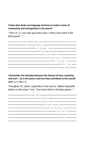 KEATS - WORKBOOK-When I Have Fears That I May Cease To Be' | Teaching ...