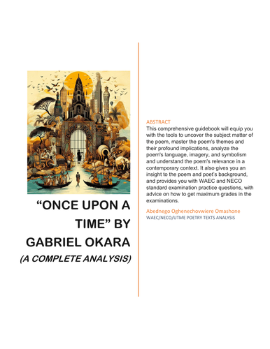 Complete Analysis of Once Upon a Time by Gabriel Okara | Teaching Resources