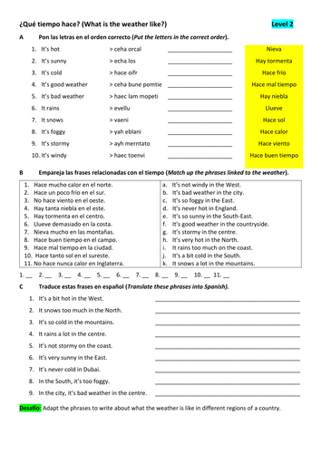 El tiempo / Talking about the weather in Spanish | Teaching Resources