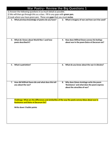 War poetry- Scheme of Learning | Teaching Resources