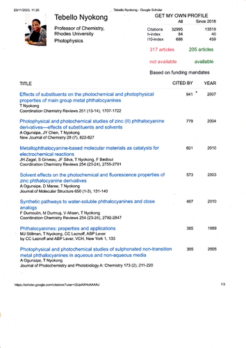 Tebello Nyokong (b 1951) Chemist currently researching photo-dynamic ...