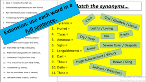Love Armed by Aphra Behn - Full Lesson Activities - CIE Poetry iGCSE ...