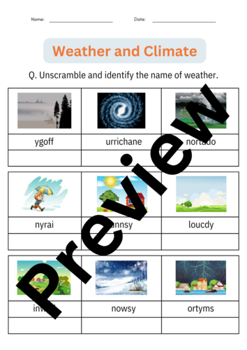 Printable Weather and Climate Activities Worksheet - Earth Science for ...