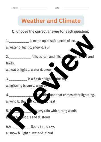 Printable Weather and Climate Activities Worksheet - Earth Science for ...
