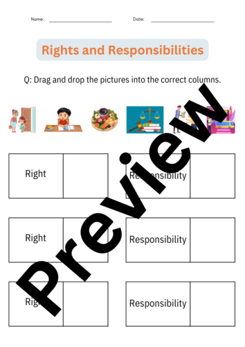 Rights and Responsibilities of Citizens Activities Worksheets for ...