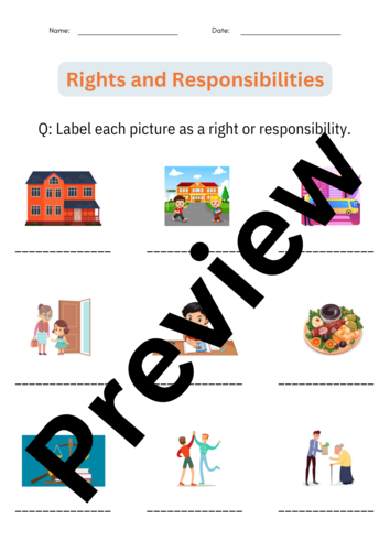 Rights and Responsibilities of Citizens Activities Worksheets for ...