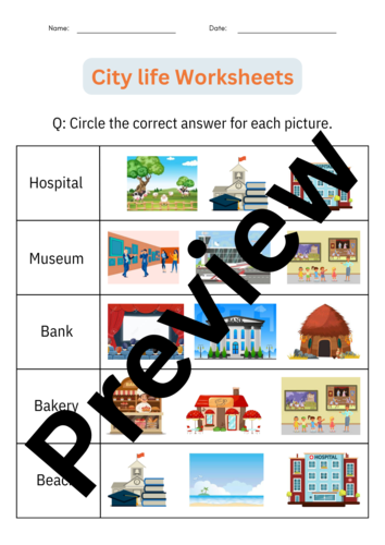 Printable Social Studies City and Village Life Activities Worksheets ...